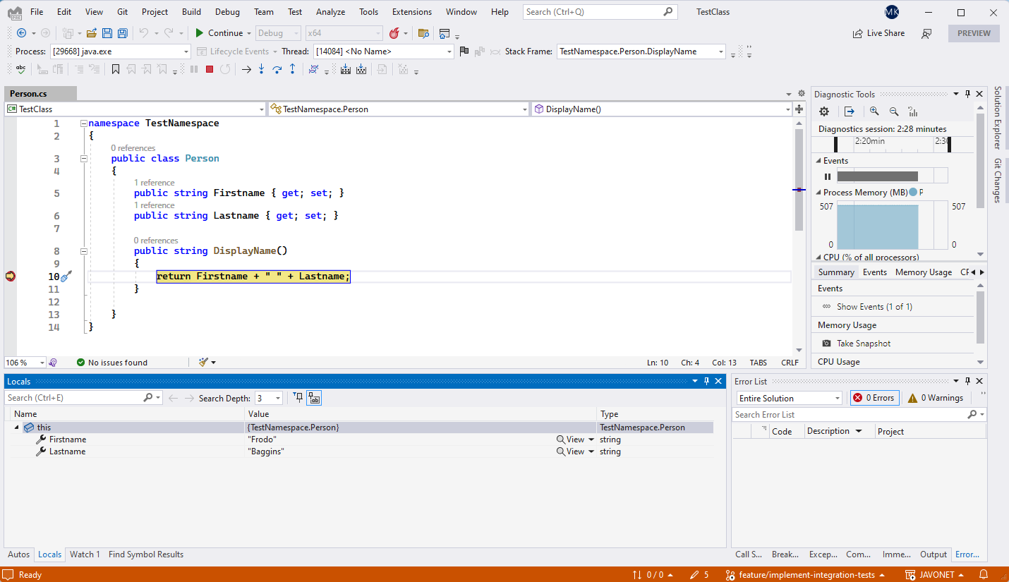 Debugging .NET code called from Java